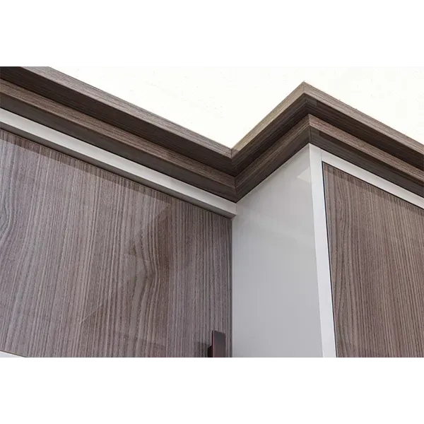 Custom 2 Tier Crown Molding Sienna Teak | The Closet Works